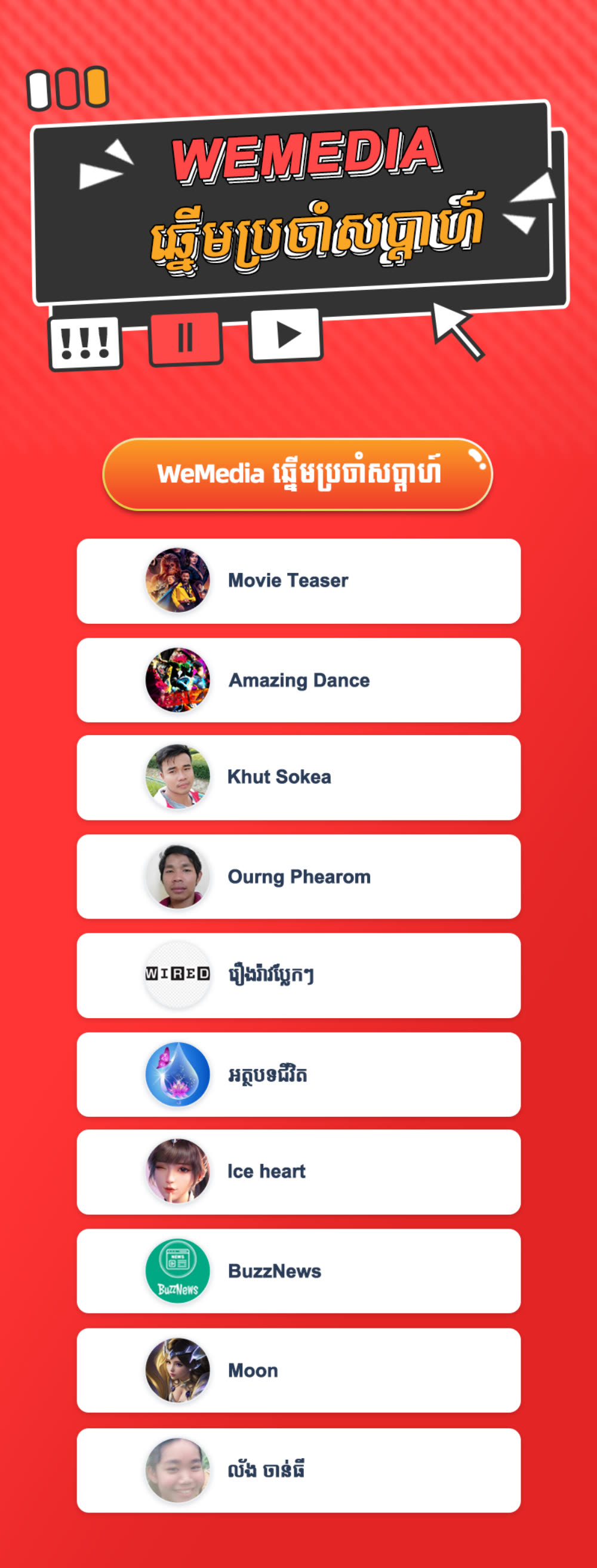 អបអរសាទរ WeMedia ពូកែ និងឆ្នើមប្រចាំសប្ដាហ៍នេះ - TNAOT